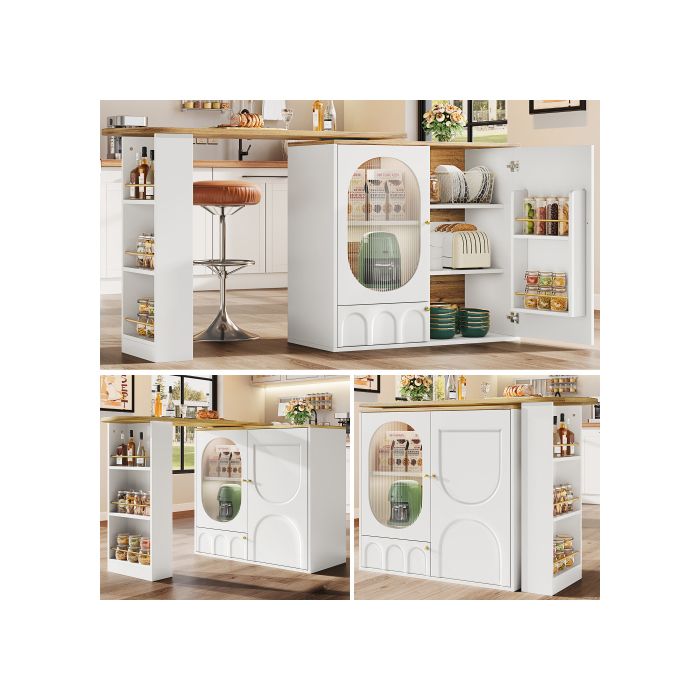 360° Rotating Bar Table (Main Dimensions: 138×39×105 cm) Double-Door ...