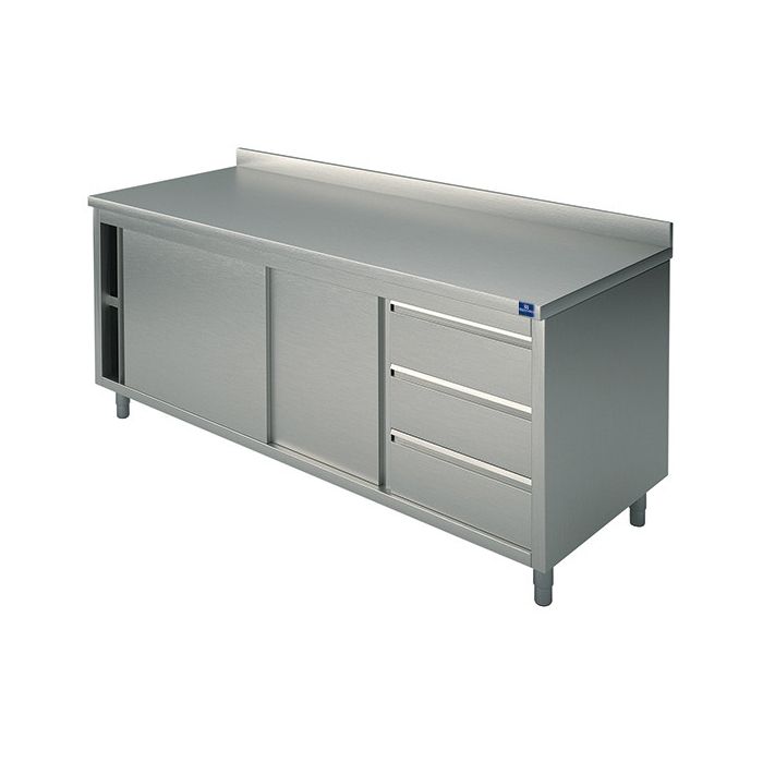 Meuble Inox Neutre avec Tiroir et Dosseret - Gamme 700 - Virtus - l1 ...