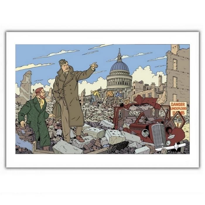 Poster affiche offset Blake et Mortimer, ville en ruine (35,5x28cm ...