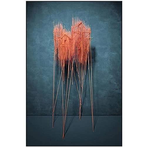 Tableau Murale Peinture Verticale Bleue Moderne lumière Affiches de ...