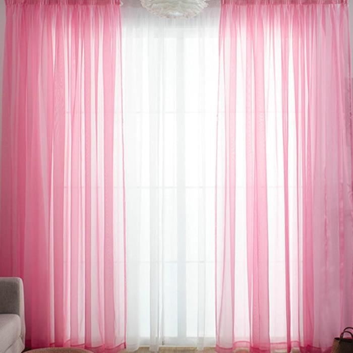 Rideaux Voilages Rose Passe TringleRideau Couleur Unie, 2 Panneaux ...