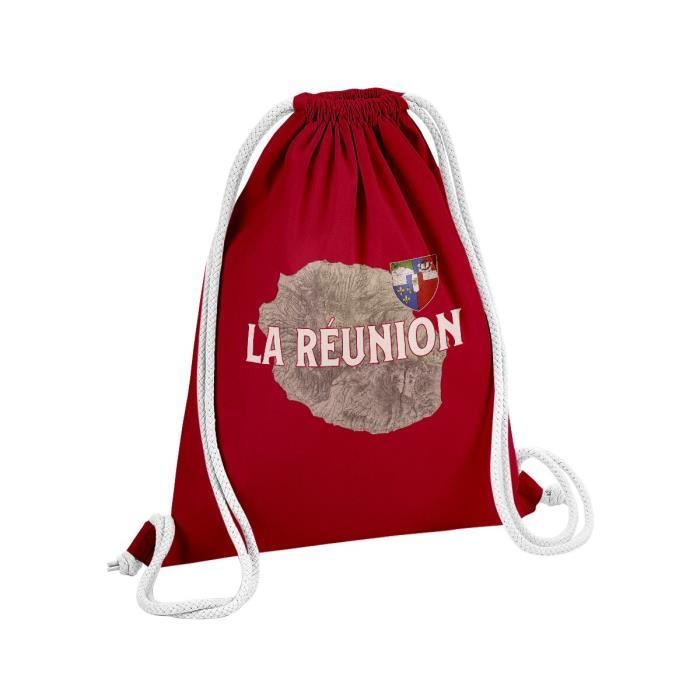 Sac de Gym en Coton Rouge La Réunion 974 Ile Departement Carte Ancienne ...