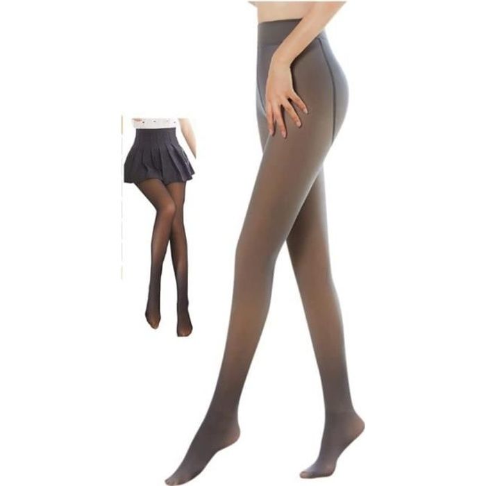 Collant Polaire Femme - Chaud Toison Doublé - Translucide Slim - Noir - Sports d'hiver Noir ...