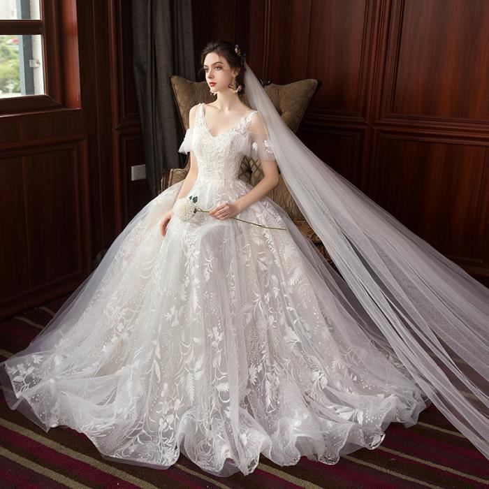 Star Light Wedding Dresses Bride Small Skinny Trailing Mori Super Fairy ...