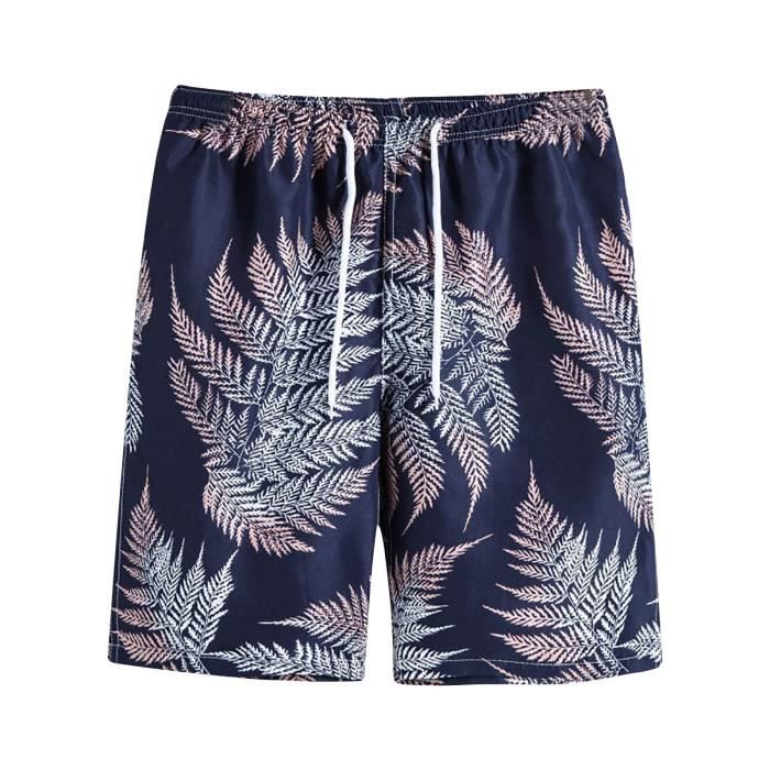 Short d'été mince taille moyenne pour homme, short de style hawaïen ...