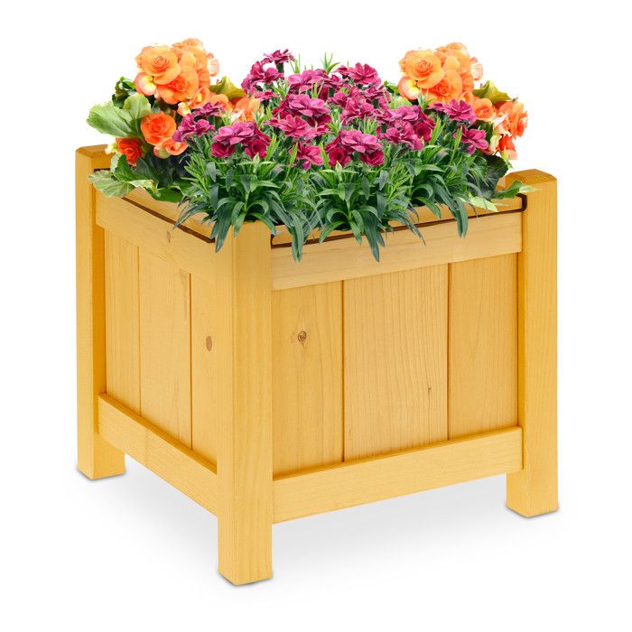 Relaxdays Bac à fleur bois, jardinière avec bâche en plastique, carré ...