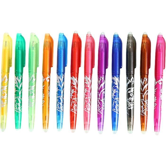 Lot de 12 stylos effaçables avec gommes à l'extrémité, stylos pour ...