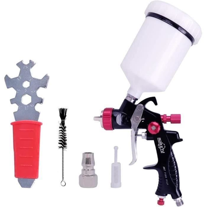 Pistolet à peinture HVLP Pro avec buse de 1,3 mm et gobelet en plastique de 600 ml, pistolet de ...