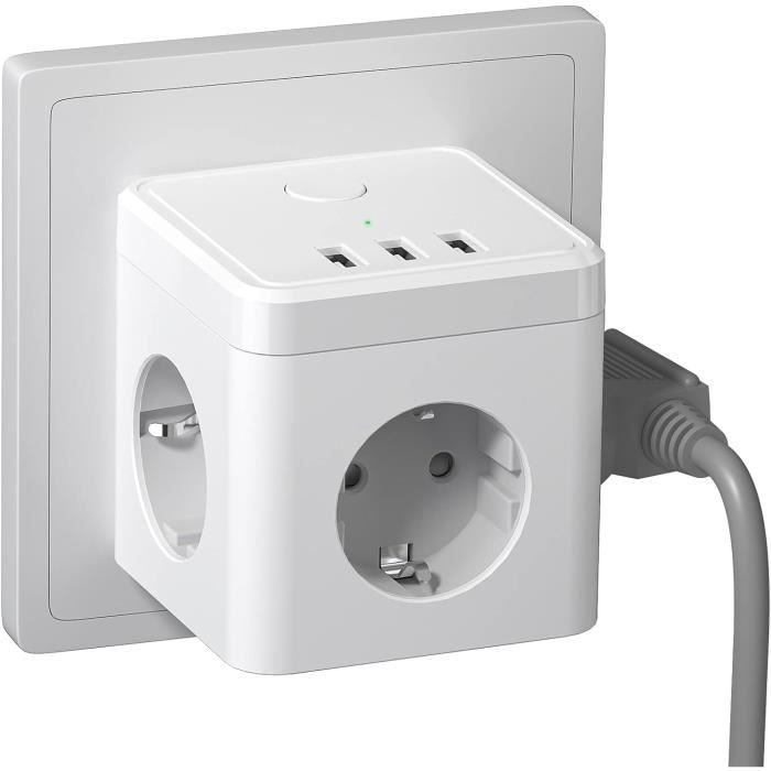 Cube Multiprise Sans Câble, 3 Prises Multiprises Avec 3 Ports Usb (5 V-3,1 A), 3 Prises Avec ...
