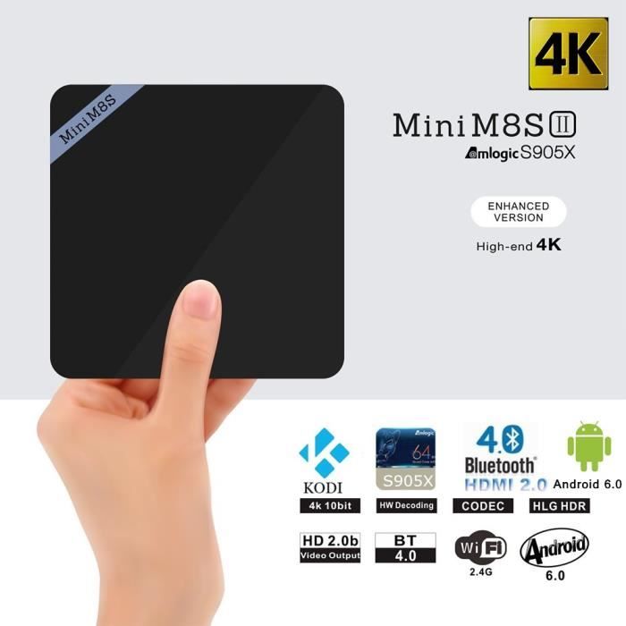 Mini II M8S Smart TV Box 4 K Amlogic S905X Quad Core 6.0 Android 2,4 ...
