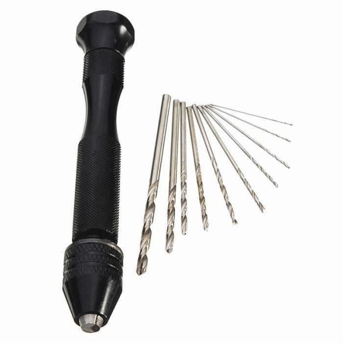 Mini Perceuse à Main Aluminum Mandrin Sans Clé +10 Forets Fraise ...