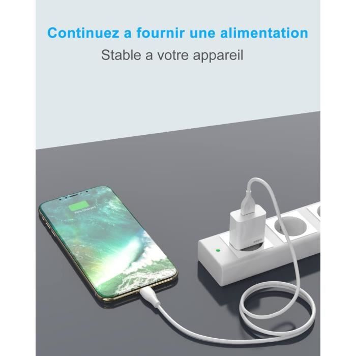 Prise USB Chargeur, Adaptateur Secteur Universel pour iPhone SE 8 7 6 ...