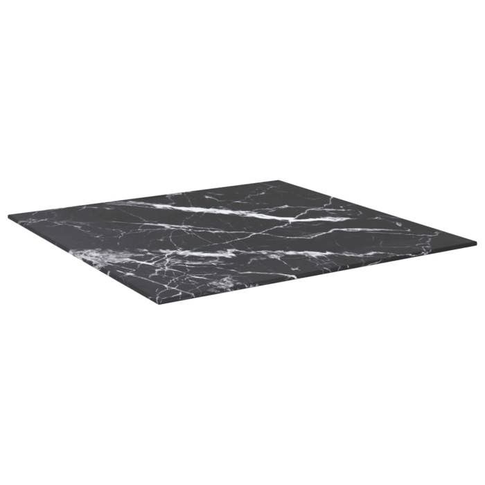 BEAU Plateau de Table noir 60x60 cm 6 mm - verre trempé design - Marbre ...