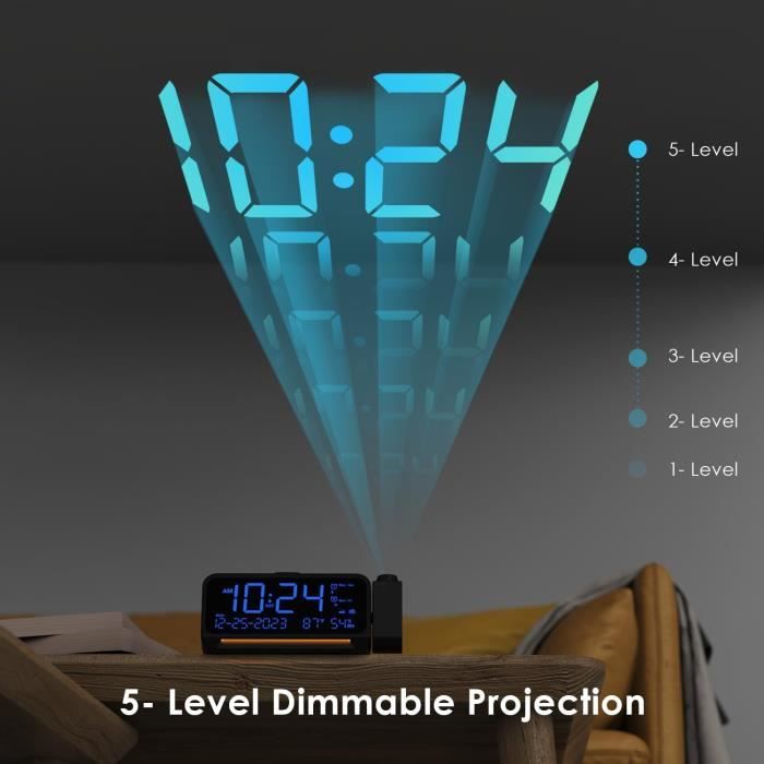 Radio-Réveil Projection PlafondRadio Fm Numérique, Horloge Projecteur ...