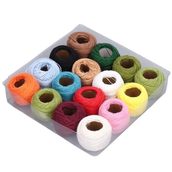 Fil à Crocheter - ASHATA - 16 Couleurs Vives - Coton de Qualité ...