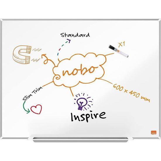Tableau Blanc Magnétique Acier Nano Clean Avec Porte-Marqueurs, 600x450 ...