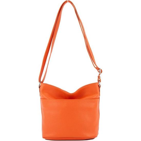 Sac bandoulière en cuir orange - Modamoda T198 - Petit sac sportif pour ...