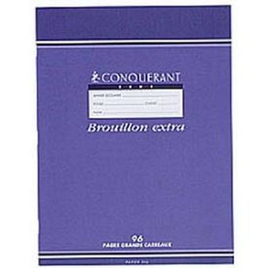 Cahier de brouillon - CONQUERANT - Sept - 17x22 cm - 48 pages - Grands carreaux - Seyès ...