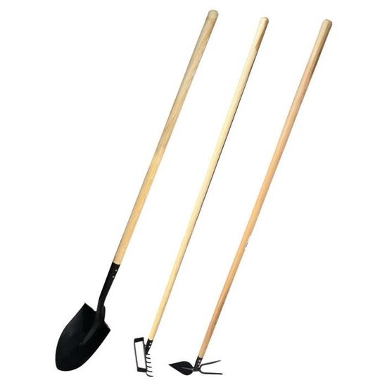 OGROD Lot d'outils de jardinage Pelle bêche + râteau + serfouette panne ...