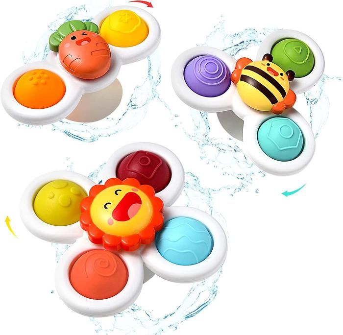 3 Pcs Suction Cup Spinner Toys, Simple Dimple Suction Spinner Toy, Baby ...