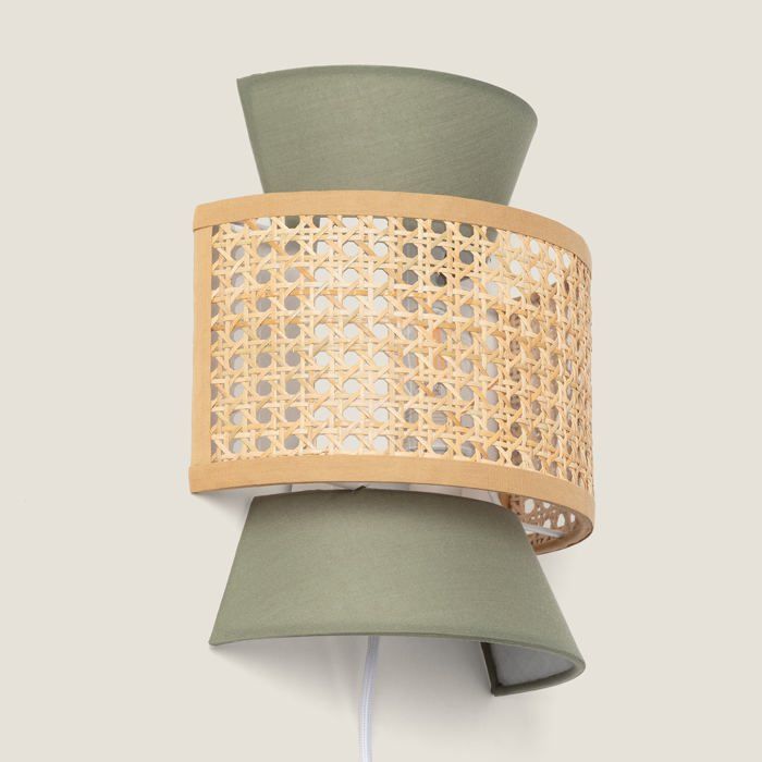 Applique Murale Rotin et Tissu Chulu Vert kaki - Cdiscount Maison