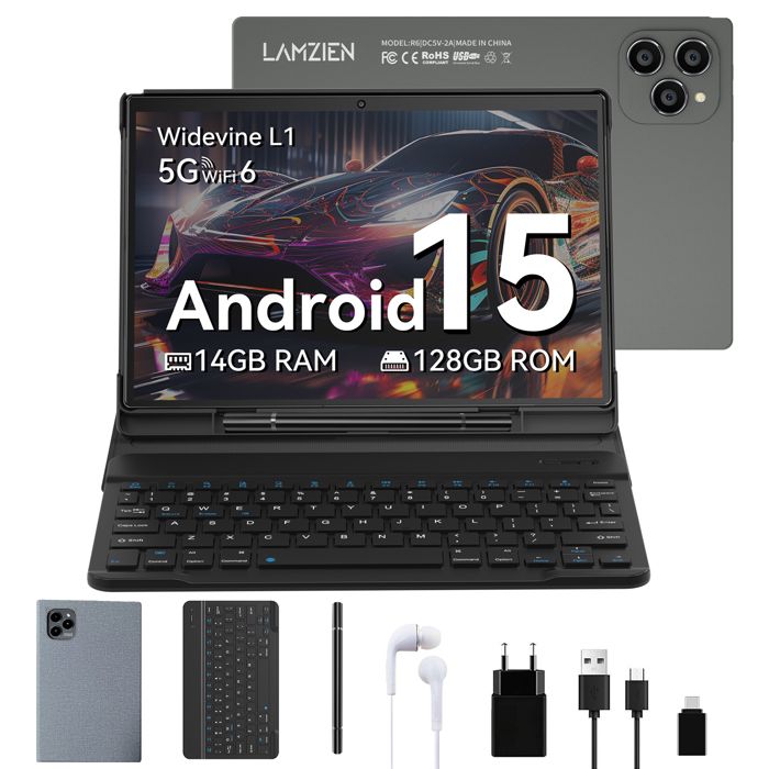 Tablette Tactile - LAMZIEN 10.1 Pouces IPS PAD - Android 15 - 14Go ...