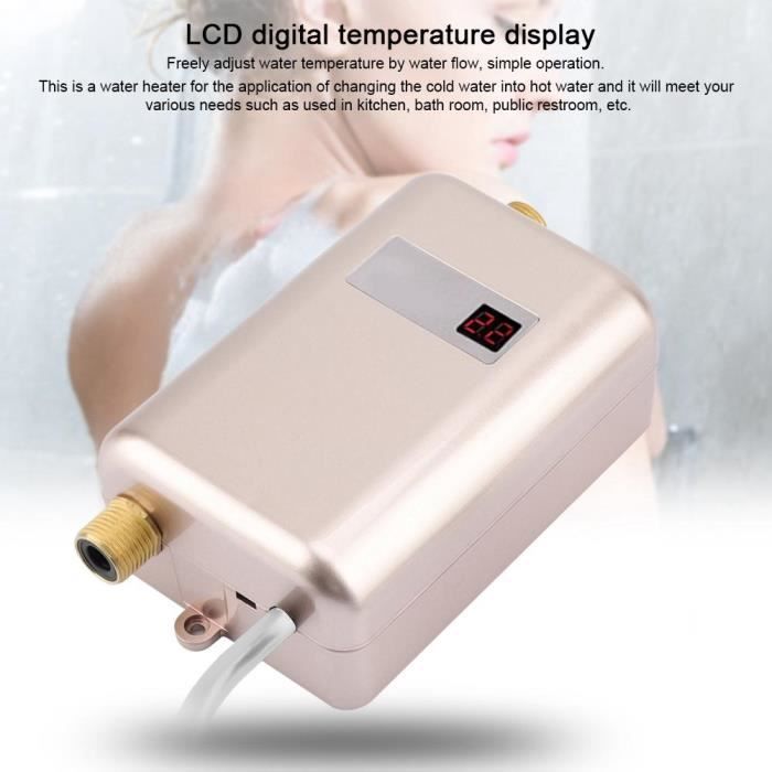 Alomejor Chauffe‑eau électrique 220V 3800W Mini chauffe-eau instantané électrique sans réservoir ...