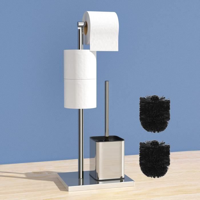 Porte Papier Toilette avec Brosse WC Support Papier Toilette Debout en ...