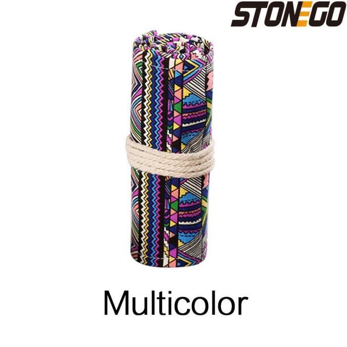 Trousse à stylo,STONEGO-Sac rond en toile à 48-72 trous pour crayons et ...