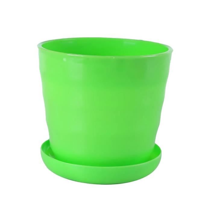Pot à fleurs - Vert - Plastique - Mini bassin - Avec plateau - 9.5x8 ...