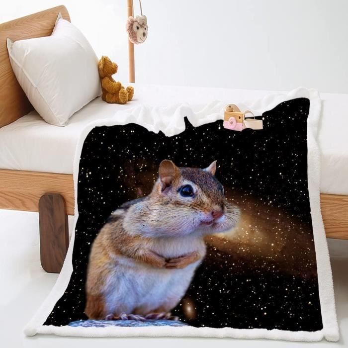 Highdi Couverture Polaire Hiver, 3D Écureuil Impression Plaid Douillet ...