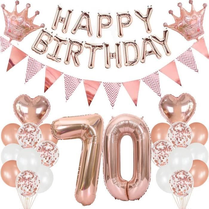 Ballon 70 Ans Anniversaire Femme, Or Rose Decoration De Fête D ...
