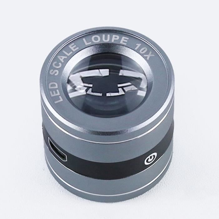 Loupe optique,Loupe métallique complète 10X charge USB lentille Loupe ...