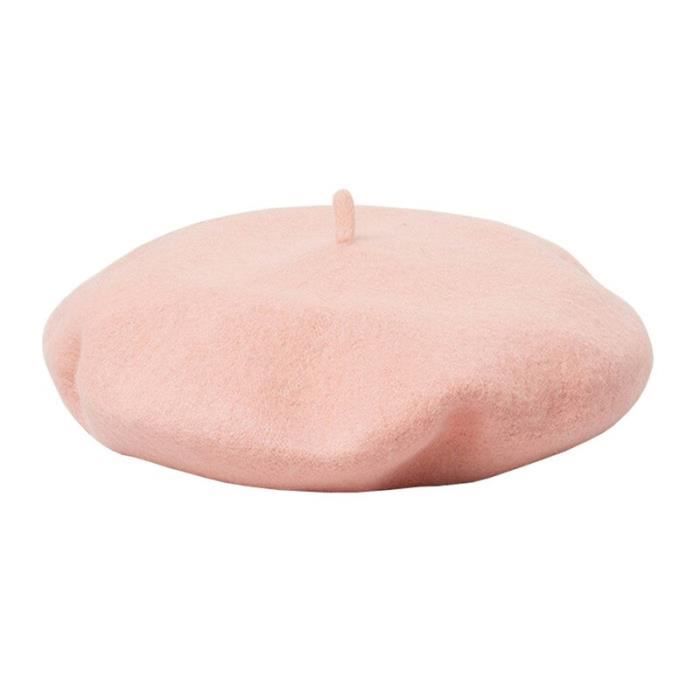 Rose - béret de Style français pour hommes et femmes, chapeau plat 100% ...