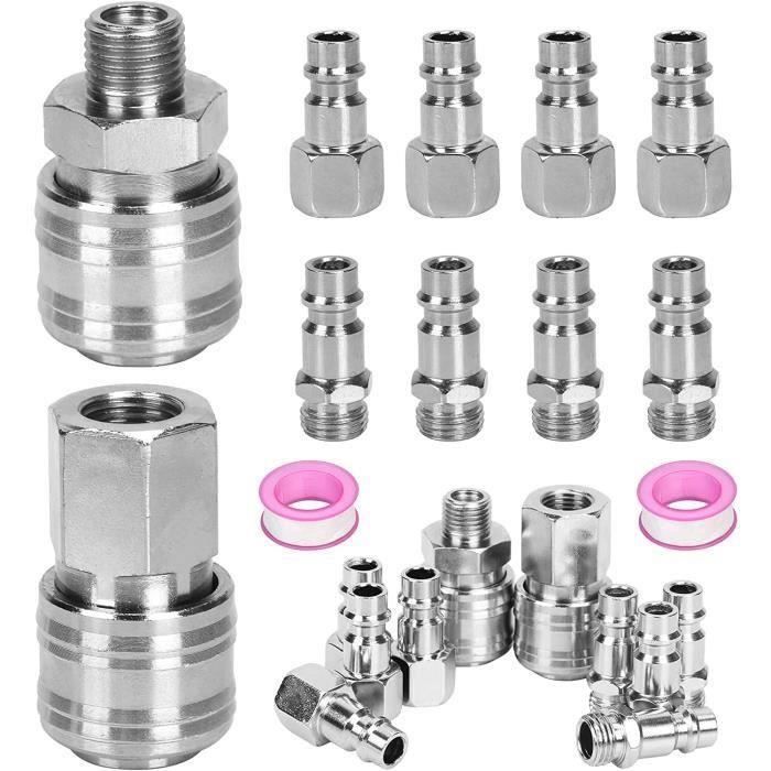 10 pcs Raccords de Compresseur 1/4" BSP, Raccord Rapide Air Comprimé, 1/4" BSP Raccord Rapide ...