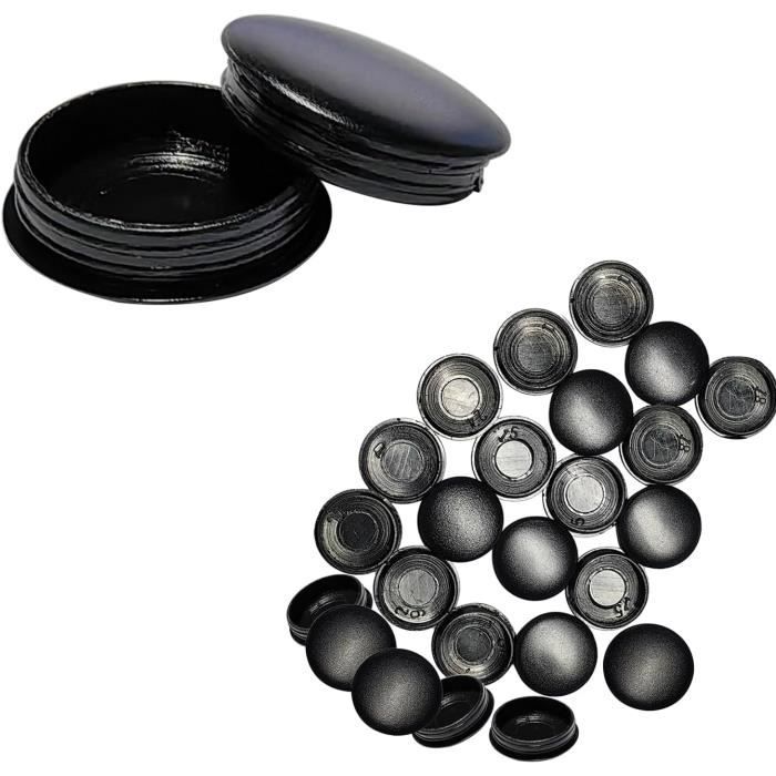 25 Pièces Cache Trou En Plastique 16Mm, Bouchon Trou Vis Meuble Noir ...