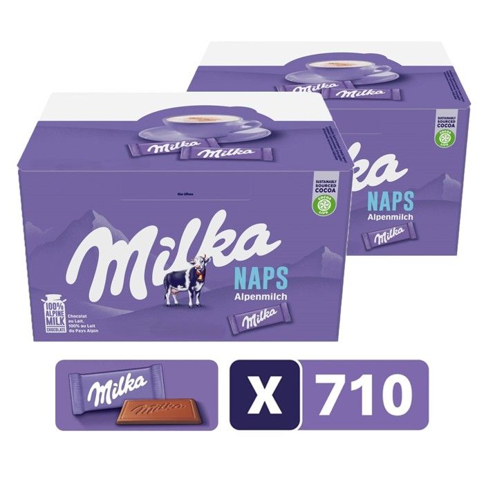 Milka - 2 Présentoirs de 355 napolitains Milka Naps - Carrés de ...