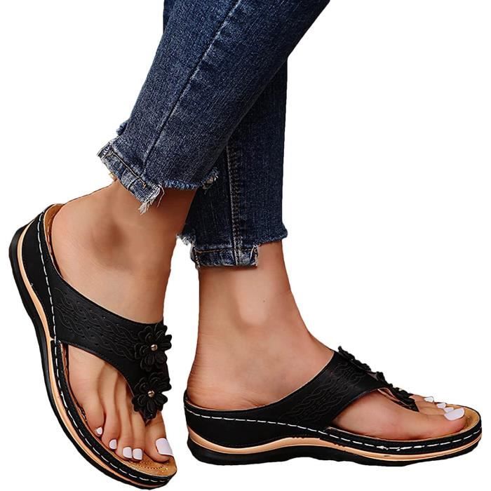 SANDALE - NU-PIEDS 2023 Femme Été Confort Rétro Compensé Slip on ...