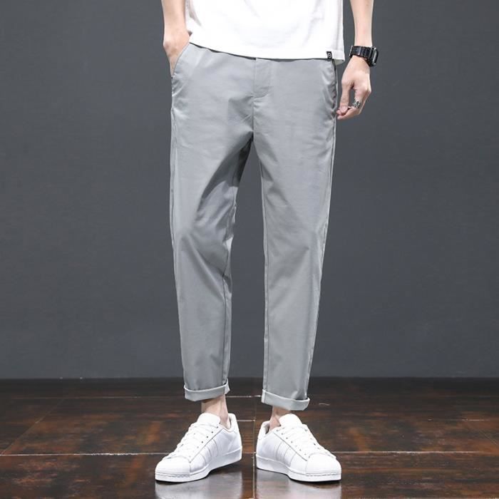 Pantalon Casual Homme Regular Fit Léger Coupe Droite Fashion Taille ...