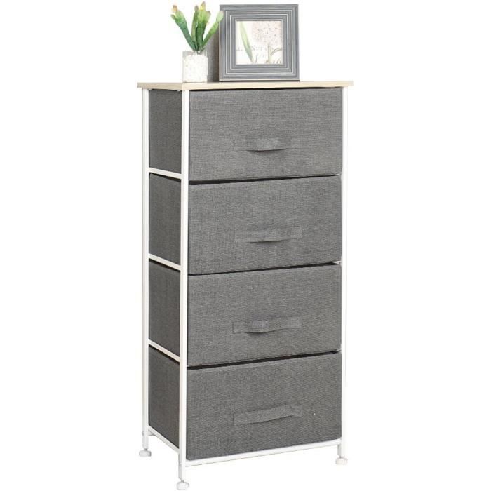 Commode À 4 Tiroirs En Tissu Tiroir Rangement Armoire Chambre Adulte ...