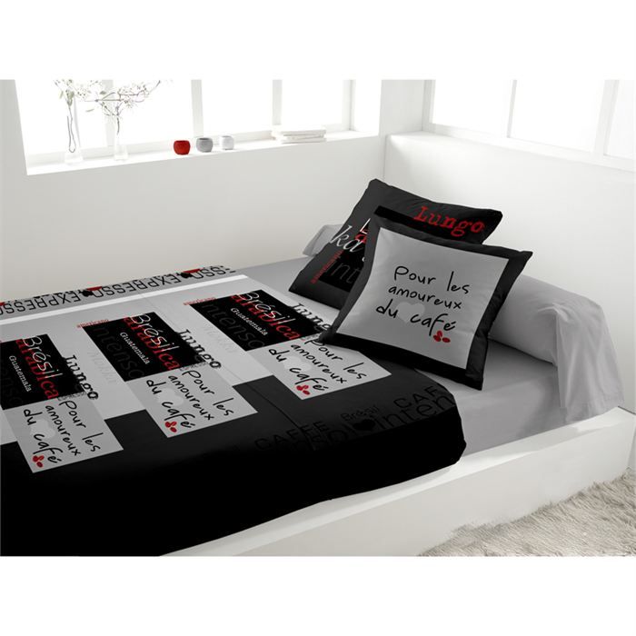 Parure de lit LOVE CAFÉ gris - Cdiscount Maison
