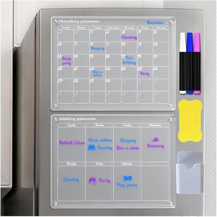 Tableau Magnetique Frigo Transparent 2 Panneaux Acryliques ...