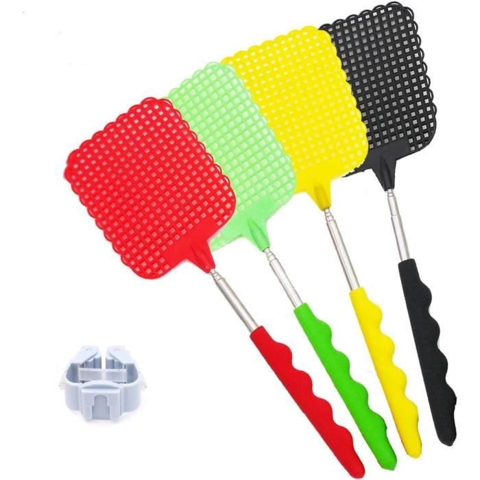 JEMIQUE Set de 4 Tapette à Mouches Télescopique,Tue Mouche et Moustique ...