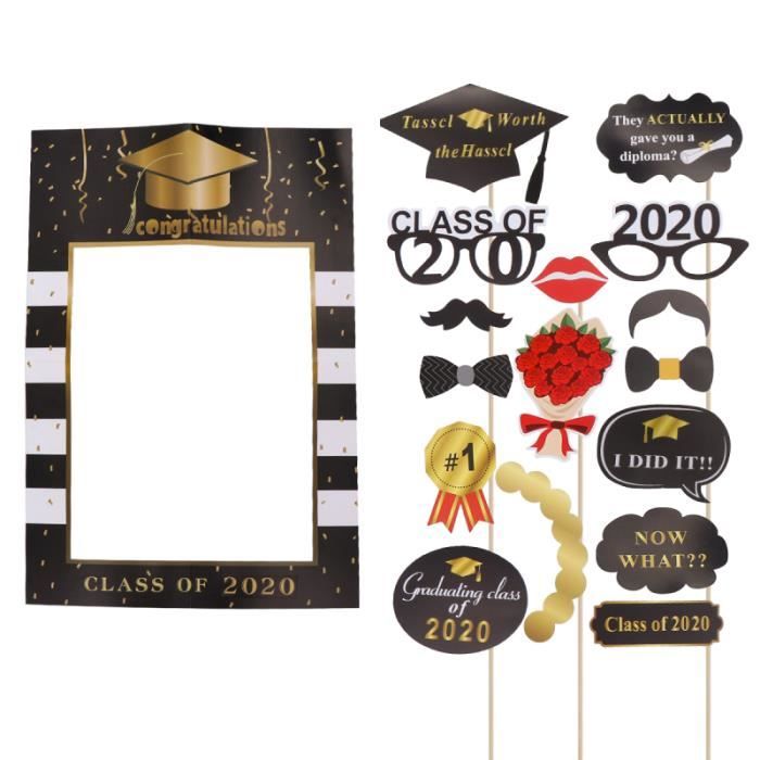 17pcs 2020 Graduation Party Photo Props Paper Frame Creative ...