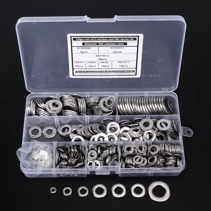 Kit de rondelle plate M3-M12 Assortiment Set Joint de ressort Argent ...