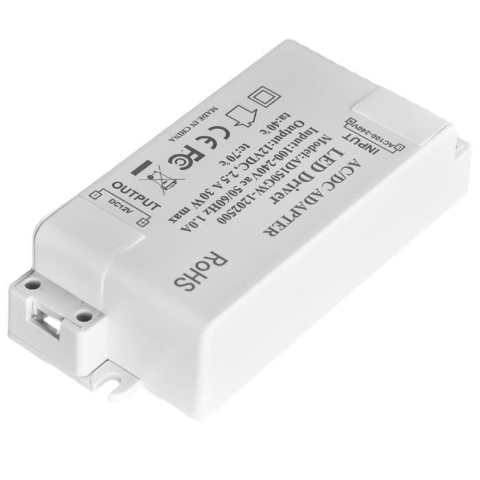 Transformateur DEL Pilote LED 30W DC 12V 2,5a - VBESTLIFE - étanche - Scintillement ...