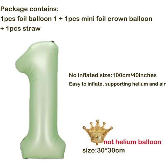 Ballon Chiffre 1 Helium Ballon Anniversaire Macaron Vert Chiffres 1 Ans ...