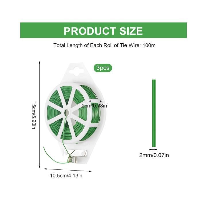 Fil de Liaison pour Plantes,3 Rouleaux 100m Fil de Fer Plastifie ...