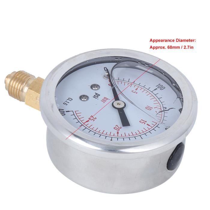 Walfront TS-PGG604-25bar 1 / 4BSP Y60 Manomètre Rempli d'Huile Manomètre Radial Haute Précision ...
