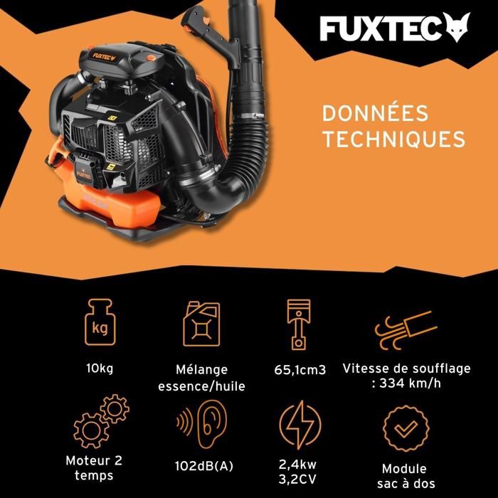Souffleur thermique PRO - FUXTEC FX-LBP165T - à dos 65cm3 334 km/h ...